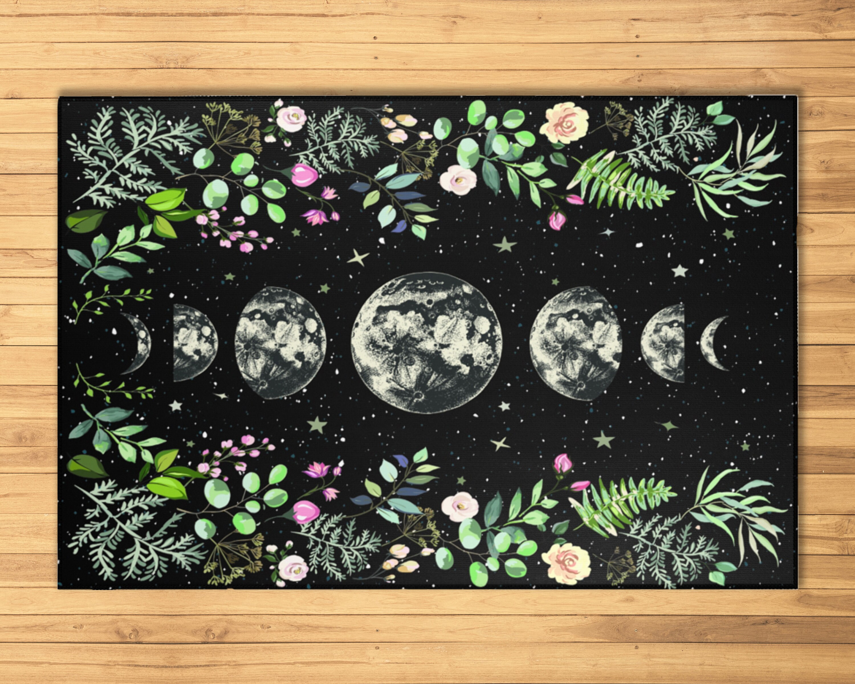 Moonlit Garden Area Rug Moon Carpet Lunar Eclipse Starry Night - Etsy
