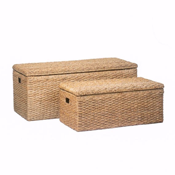 Wicker Storage Bench Trunk Rattan Toy Chest Coffee Table Large Basket With Lid Handmade Artisan Made Mid Century Modern Entryway End of Bed Etsy UK