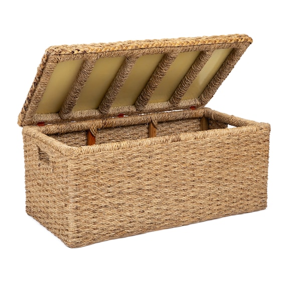 Wicker end of bed storage bench store