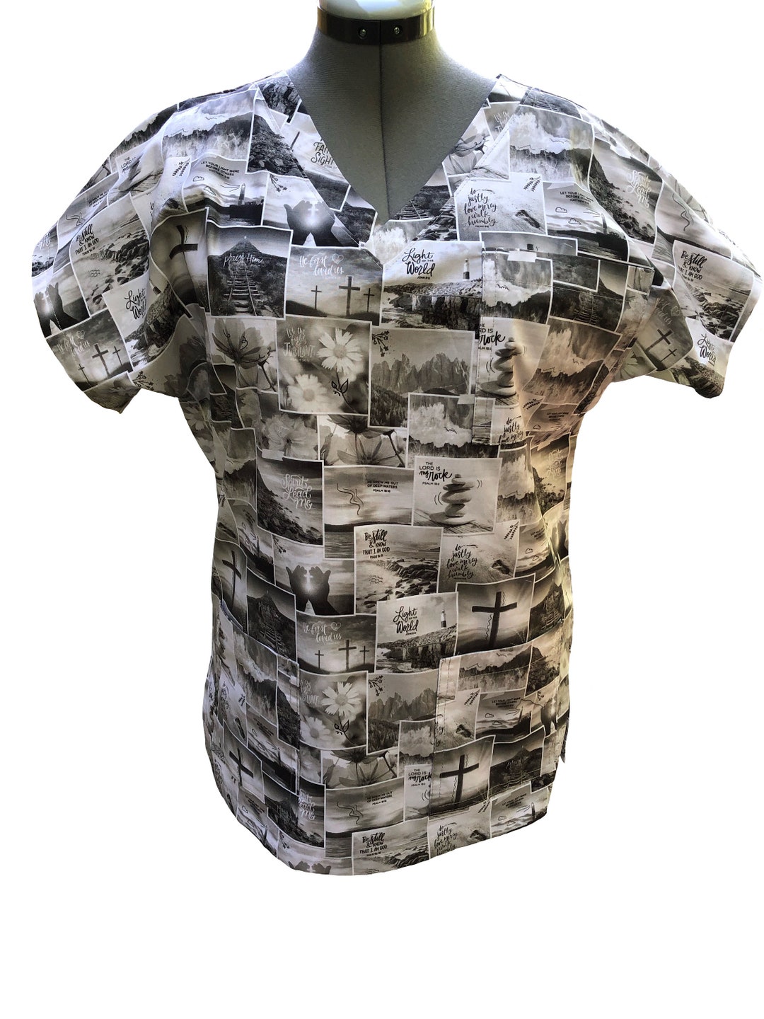 Christian Inspirational Scrub Top With 3 Pockets—scripture Panels - Etsy