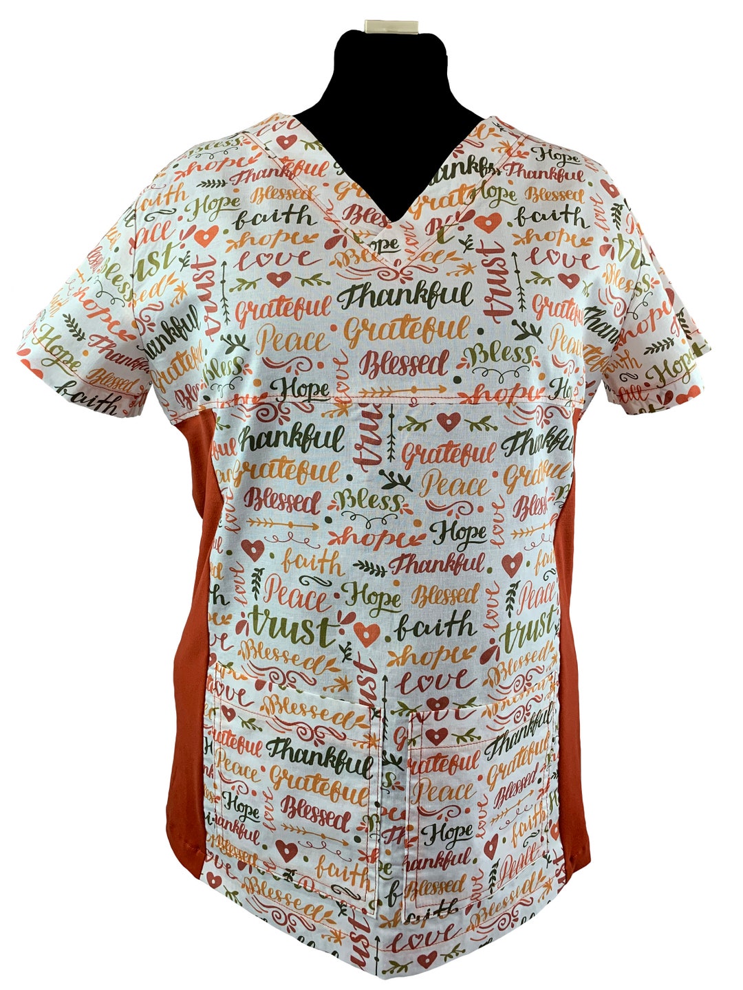 Christian Inspirational Scrub Top—thankful and Blessed - Etsy