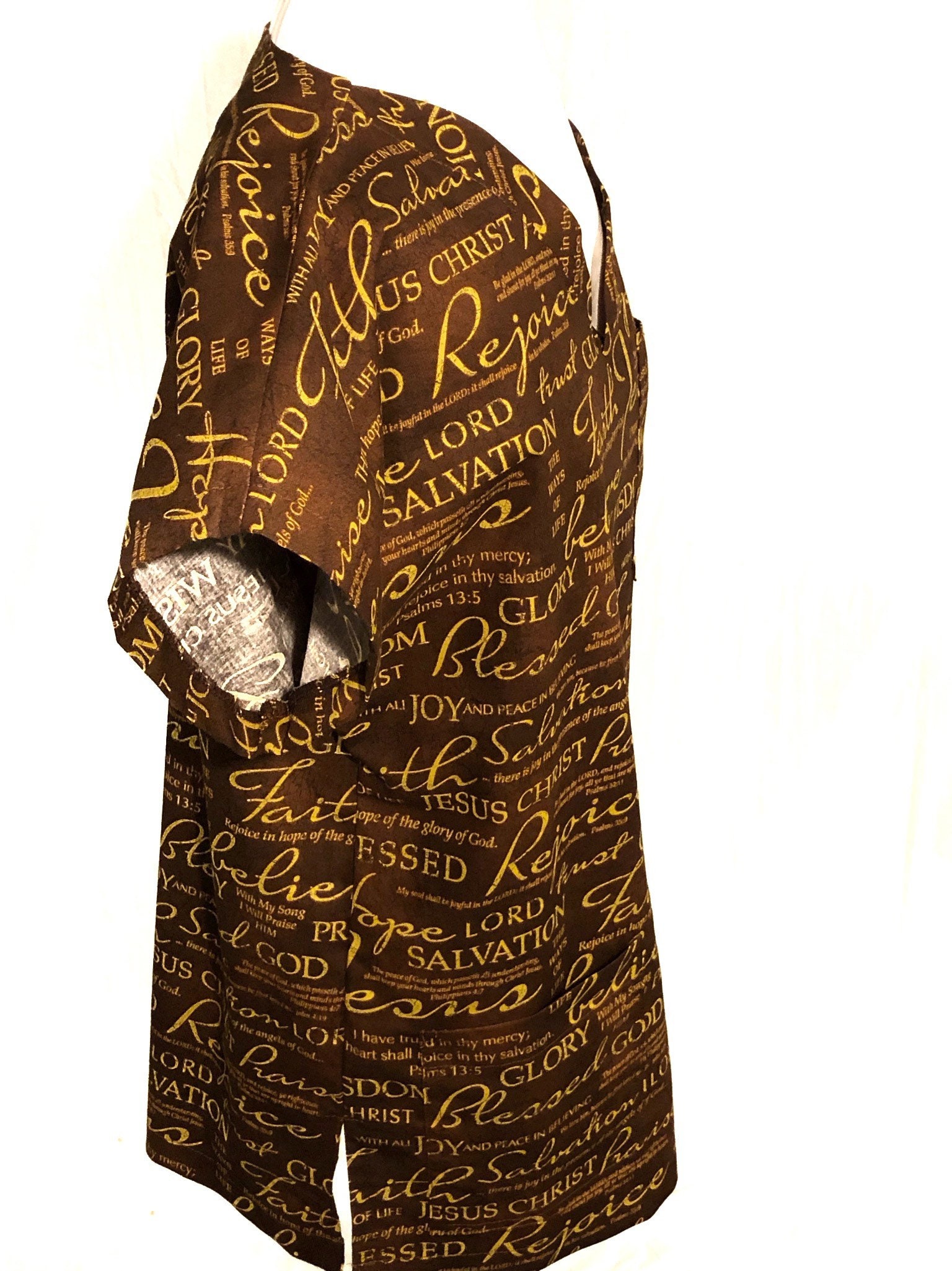 Christian Inspirational Scrub Top With 3-pockets—rejoice - Etsy