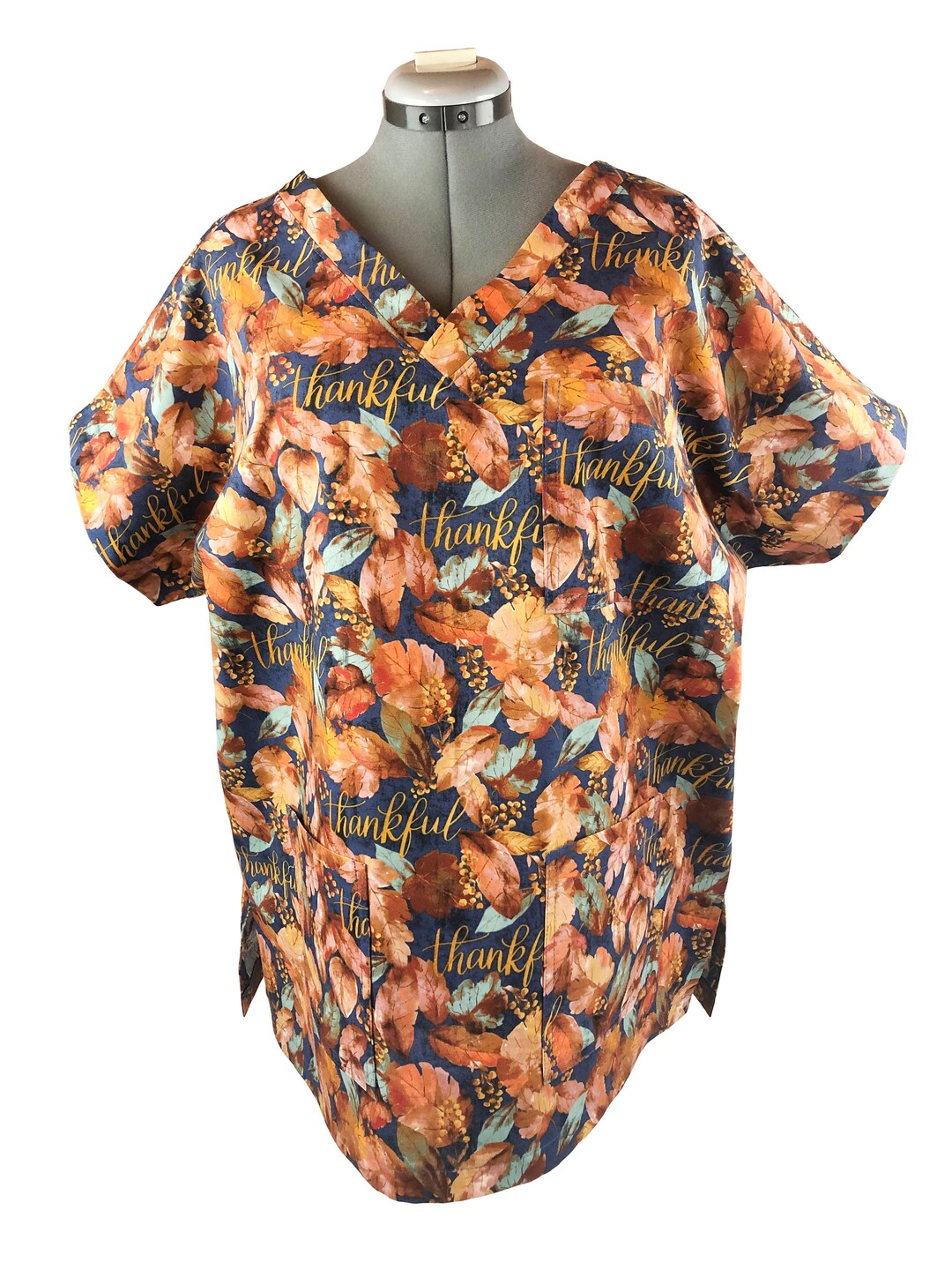 Christian Inspirational Scrub Top With 3-pockets—give Thanks - Etsy