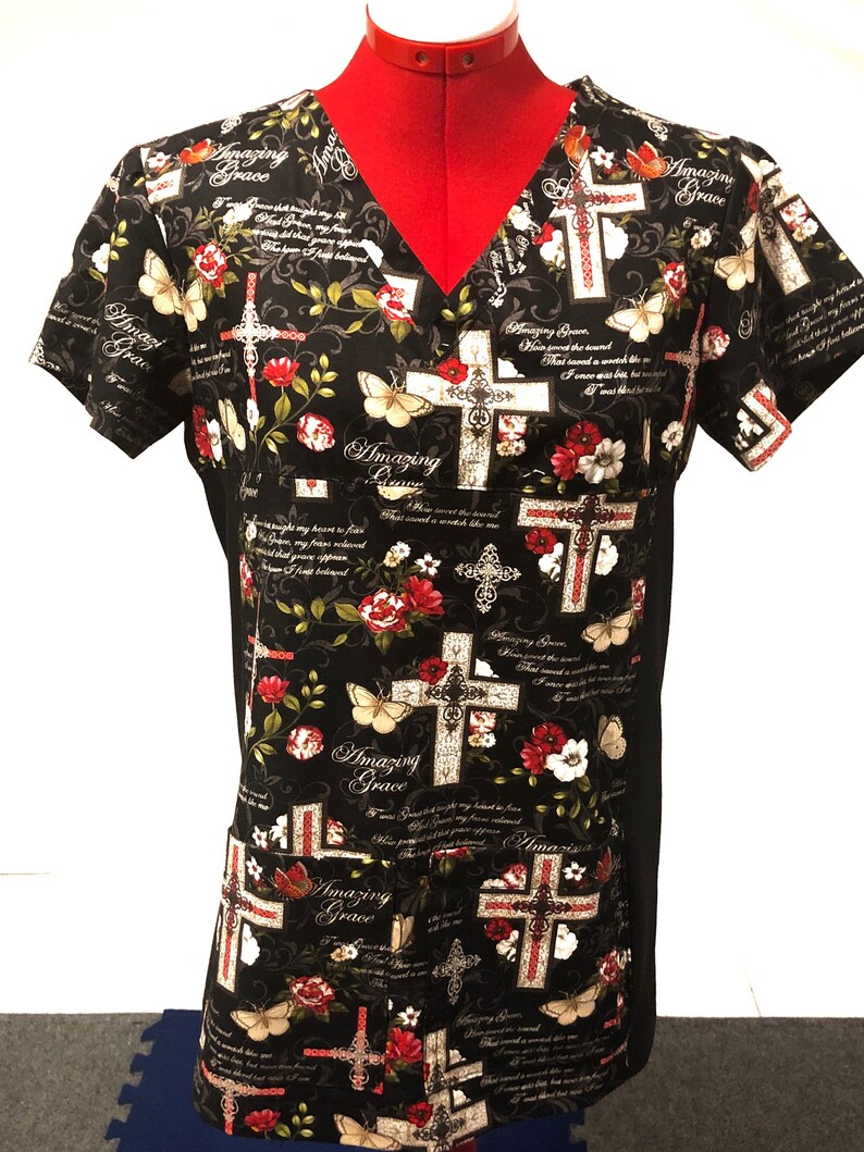 Christian Scrub Top With Inspirational Words—amazing Grace - Etsy Australia