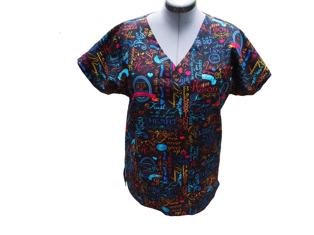Christian Inspirational Scrub Top With 3-pockets—praise - Etsy