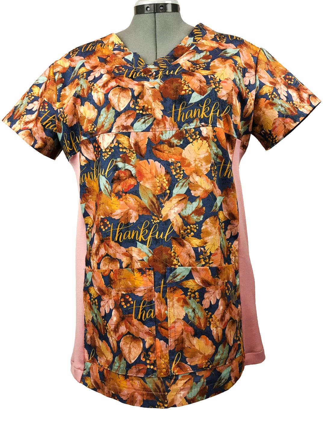 Christian Scrub Top With Inspirational Words - Give Thanks - Etsy