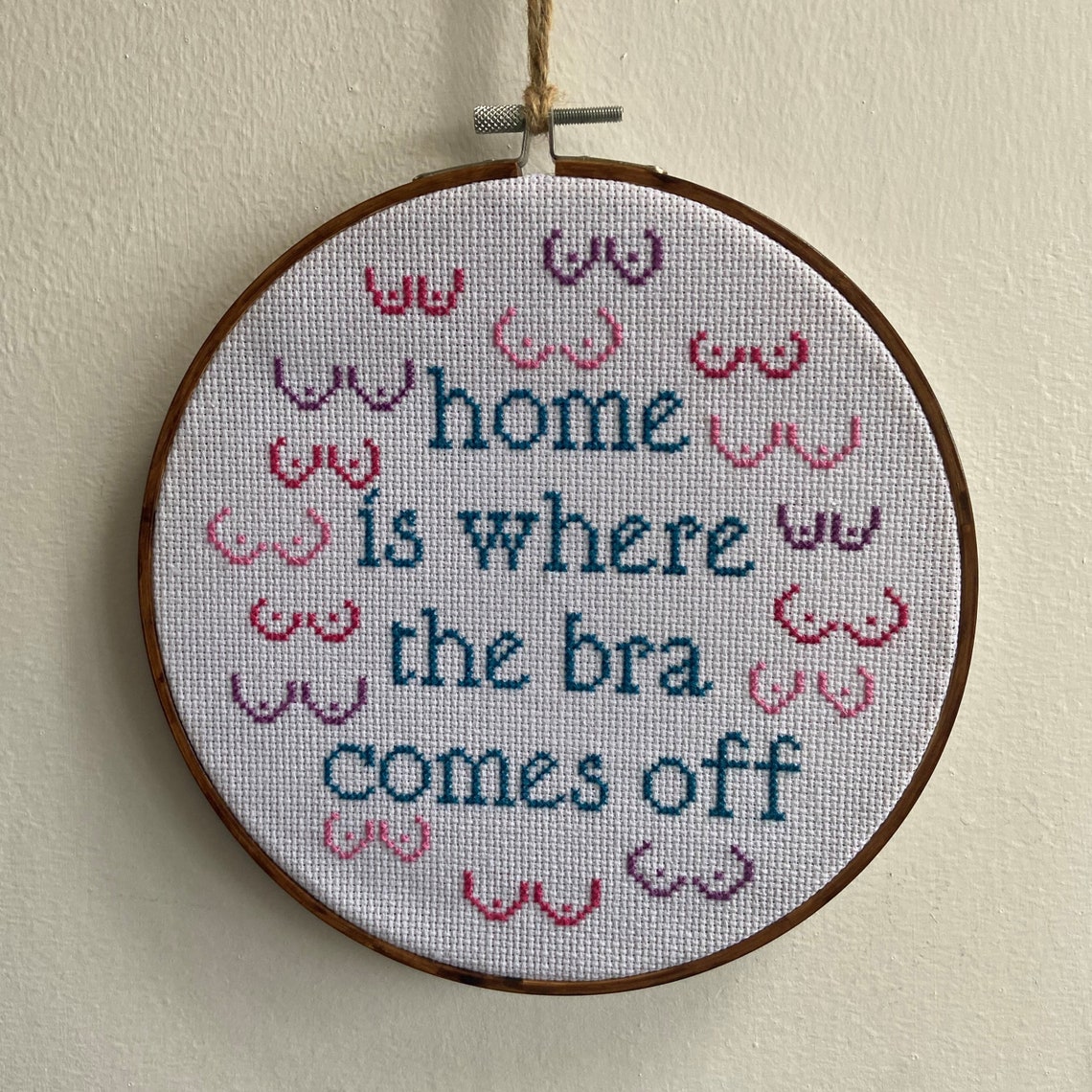 Home is Where the Bra Comes off Boob Funny Feminist Cross | Etsy