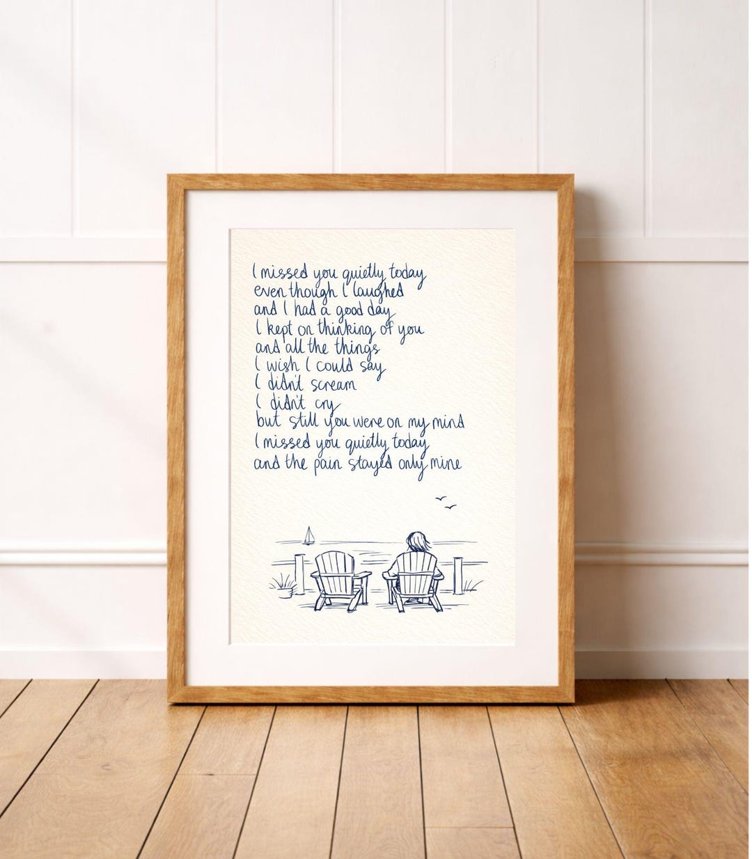 Grief Quote Wall Art Printable – Missed You Quietly - Drawing (digital ...