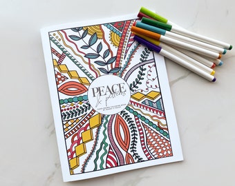 Peace coloring page | Etsy
