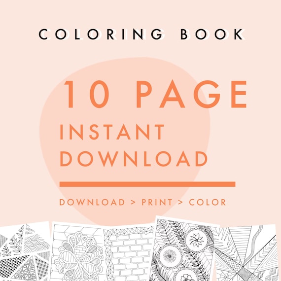 Printable Coloring Page PDF Instant Download Floral Leafy | Etsy