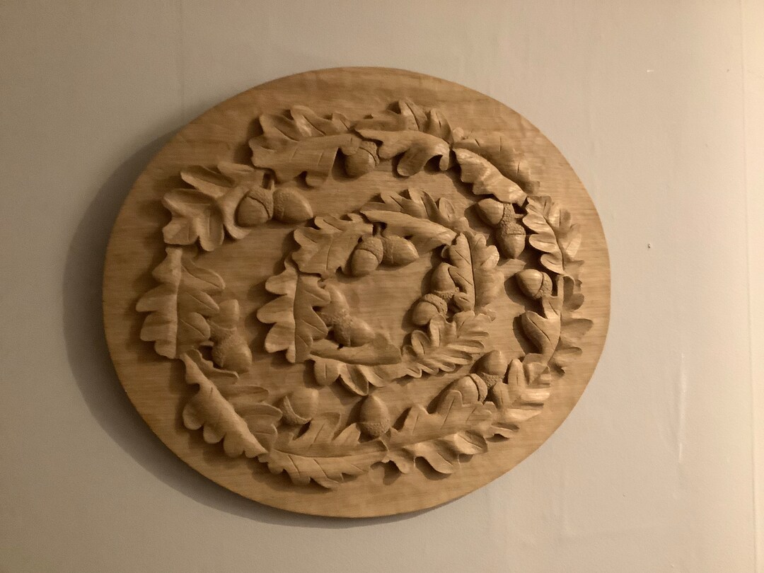 Hand Carved Oak Panel of Acorns and Oak Leaves Wall Plaque - Etsy