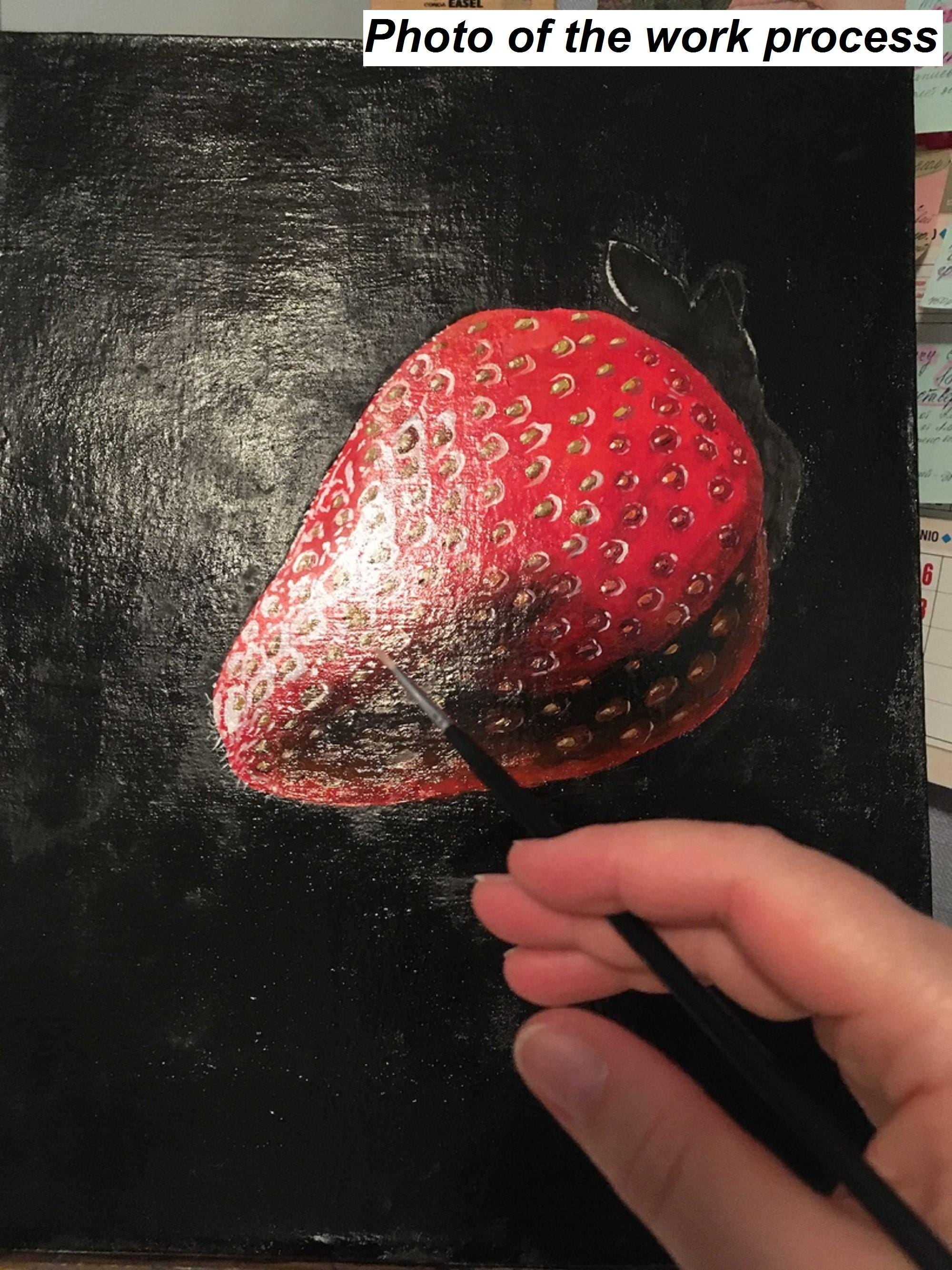 Strawberry Painting Original Oil Art Berry Artwork Hyperrealism Style ...