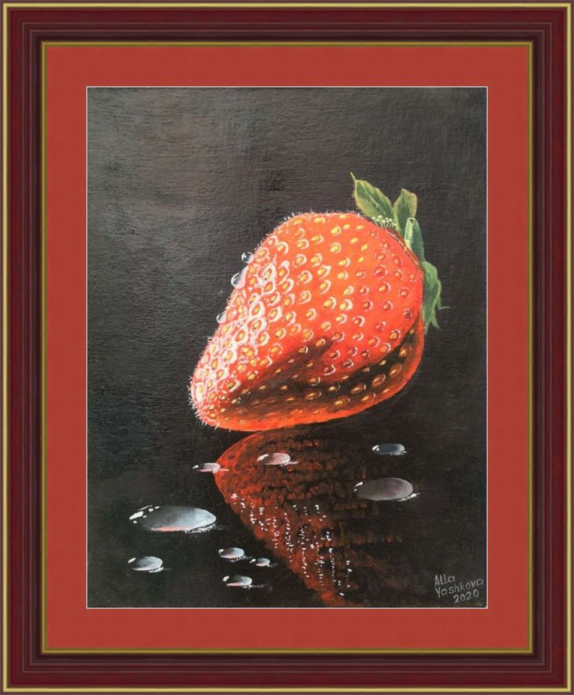 Strawberry Painting Original Oil Art Berry Artwork Hyperrealism Style ...