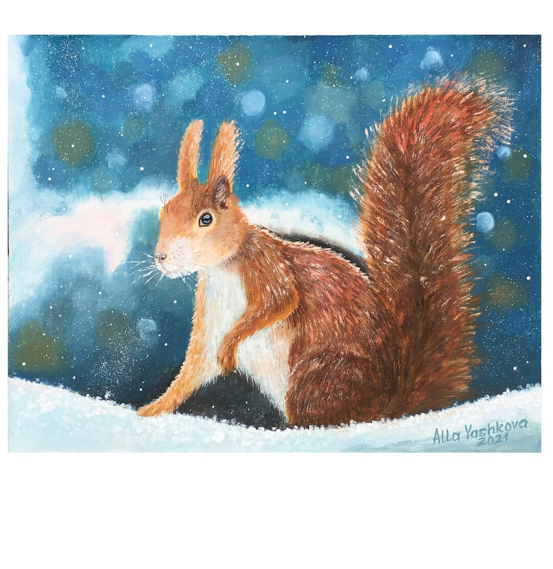 Red Squirrel Painting Original Oil Art Wild Animal Art Wildlife ...