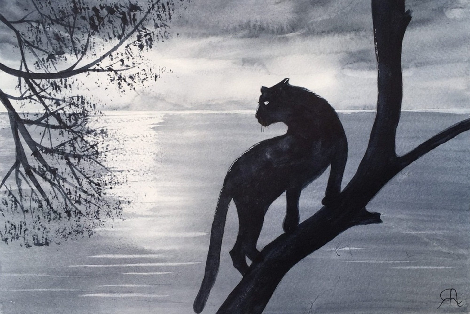 Black Puma Painting