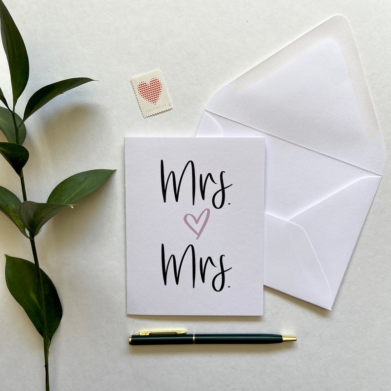 Mrs And Mrs Card Lesbian Wedding Card Lgbtq Wedding Card Etsy