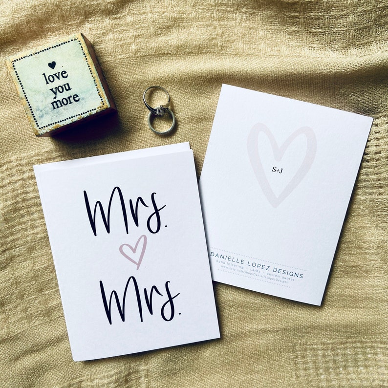 Mrs And Mrs Card Lesbian Wedding Card Lgbtq Wedding Card Etsy