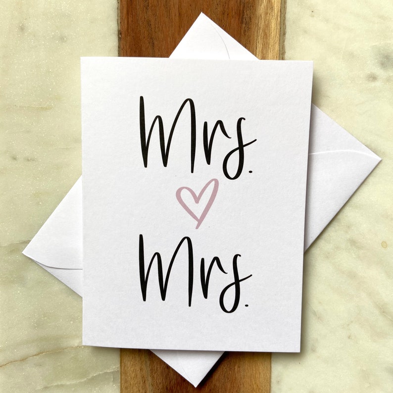 Mrs And Mrs Card Lesbian Wedding Card Lgbtq Wedding Card Etsy