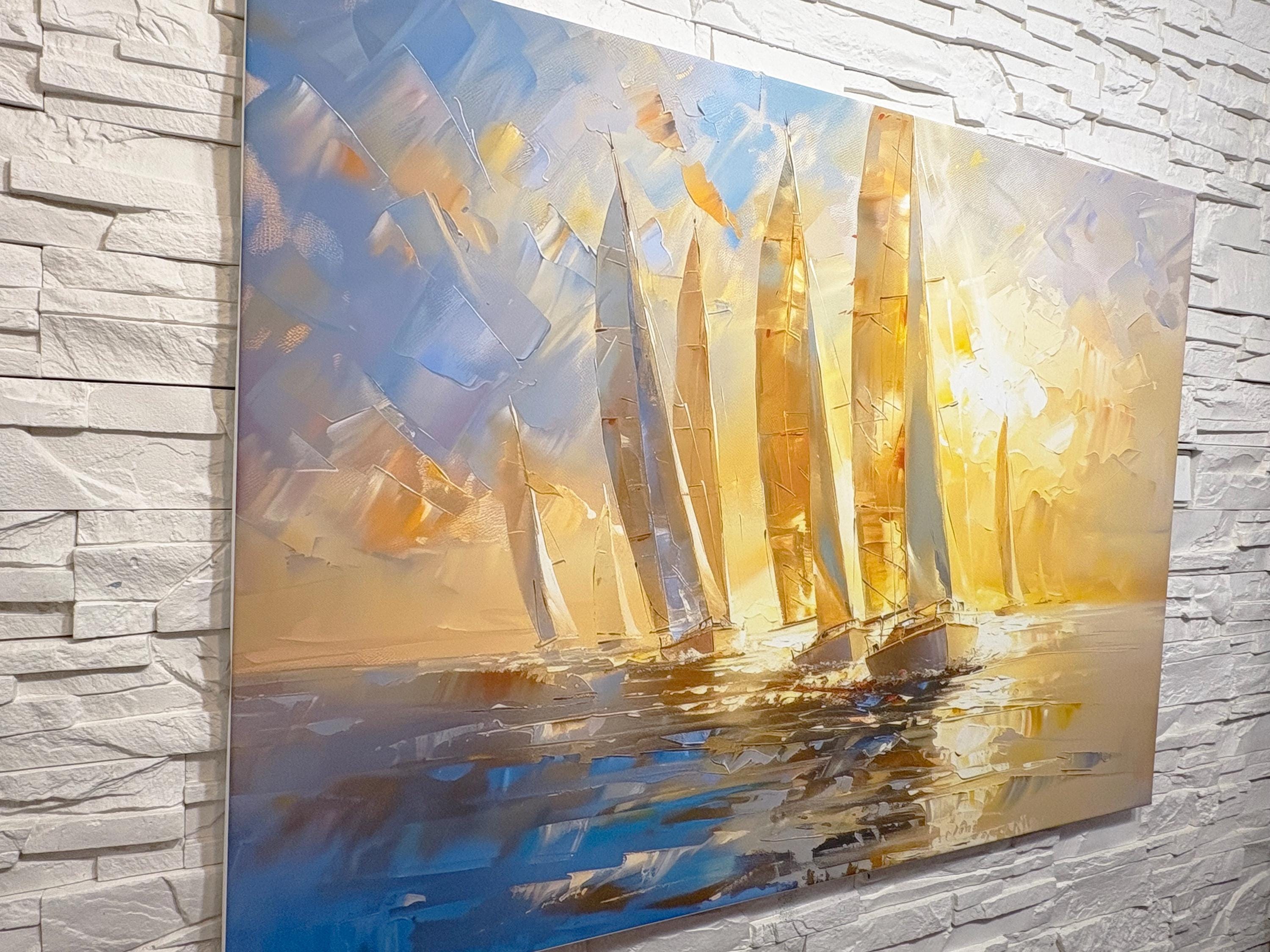Abstract Sailing Boats Art – Modern Nautical Wall Decor - Coastal ...