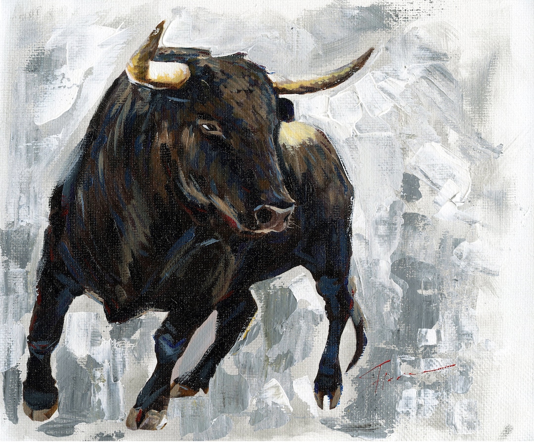 Bull Painting Xxl.large Wall Art Textured Painting,abstract Painting ...