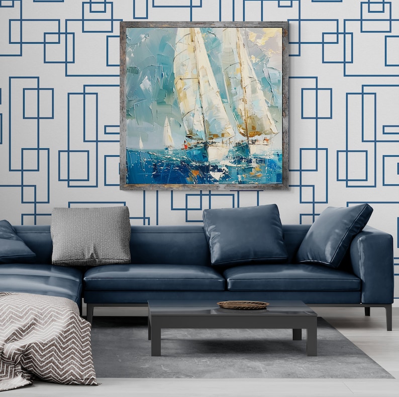 Sailboats, Large Wall Art Textured Painting,abstract Painting,nautical ...