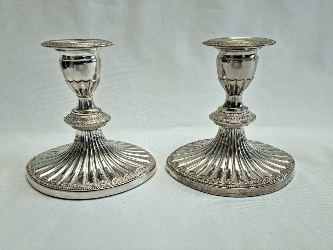 Vintage Silver Plated Candlesticks a Small but Charming Pair of Regency ...