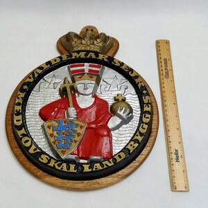 Vintage Danish Plaque - an Unusual Alloy or Aluminium Oak-mounted ...