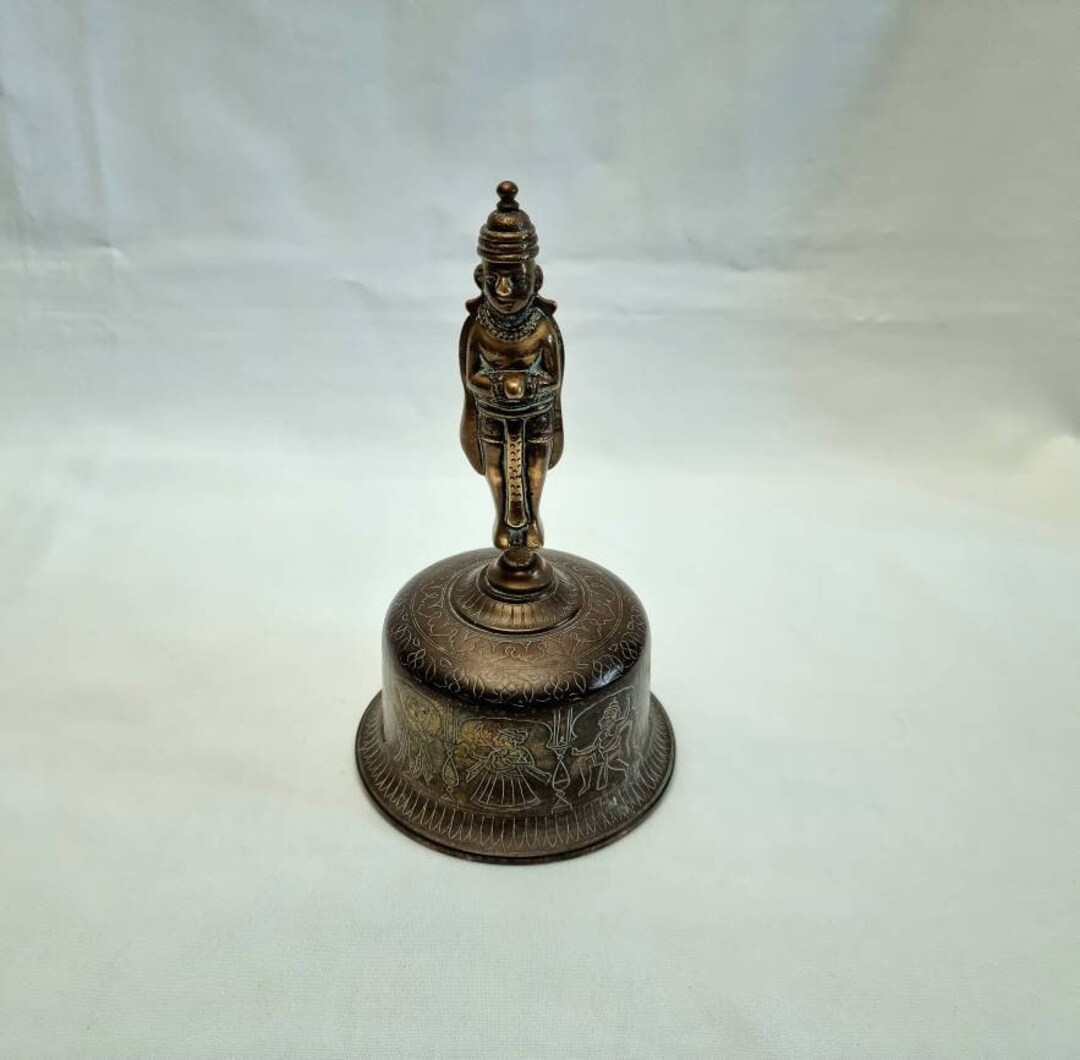 Indian Bronze Bell an Antique South Asian Bronze Temple Hand Bell With ...
