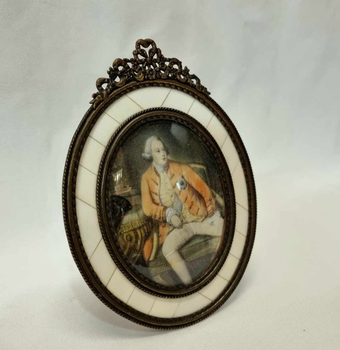 Antique Miniature Portrait a Small 19th Century Painting of a Regency ...