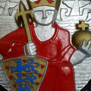 Vintage Danish Plaque - an Unusual Alloy or Aluminium Oak-mounted ...