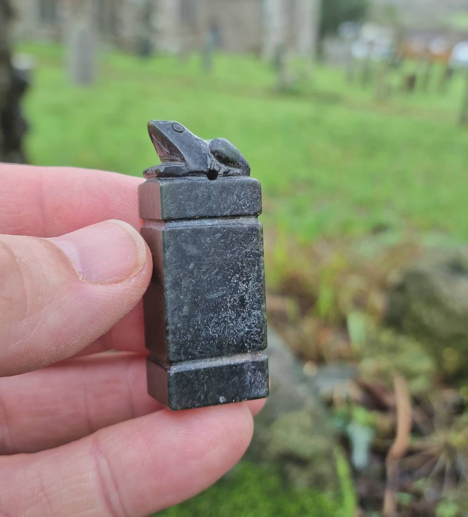 Vintage Chinese Toggle - a Very Dark Nephrite Jade Belt Toggle ...