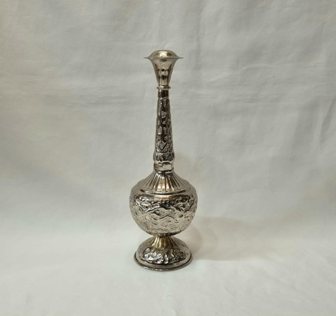A Vintage 20th Century Middle Eastern Two-piece Silver Plated Brass ...