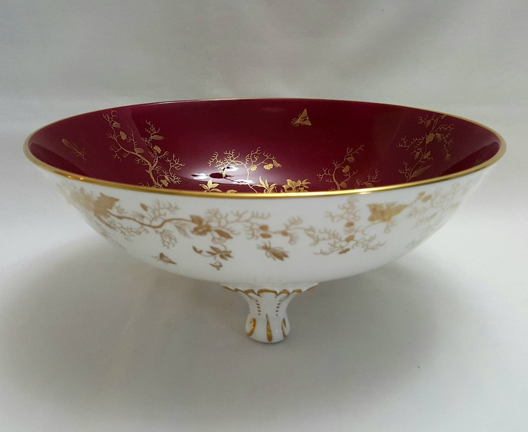 Vintage Fruit Bowl - a Smart Coalport 'cairo' Pattern Maroon & White ...