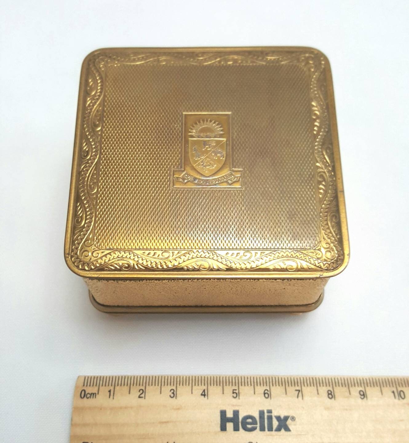 P&O Trinket Box, a 1950's Gilt Metal Trinket Box With Purple Velvet ...