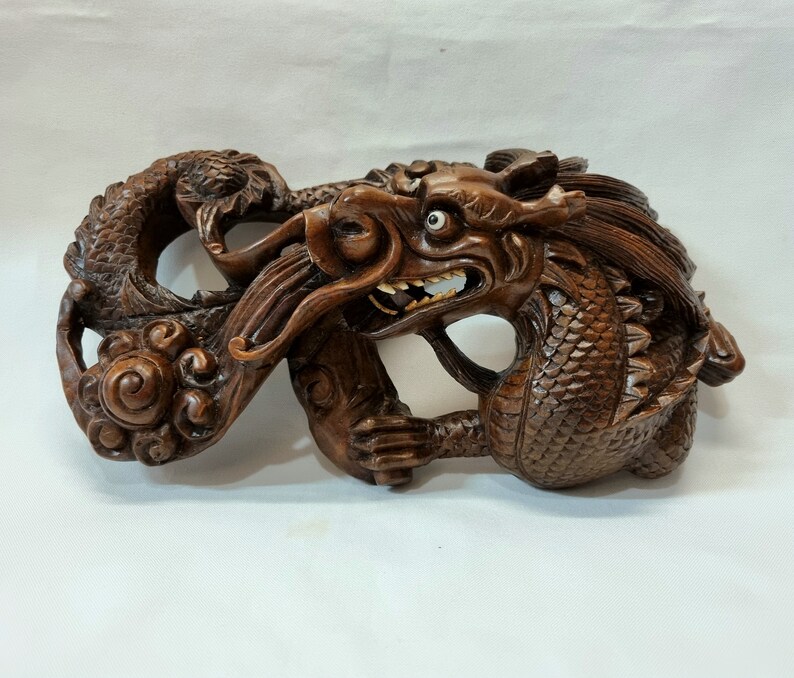 Antique Dragon Figurine - an Attractive Hand Carved Hardwood Chinese ...