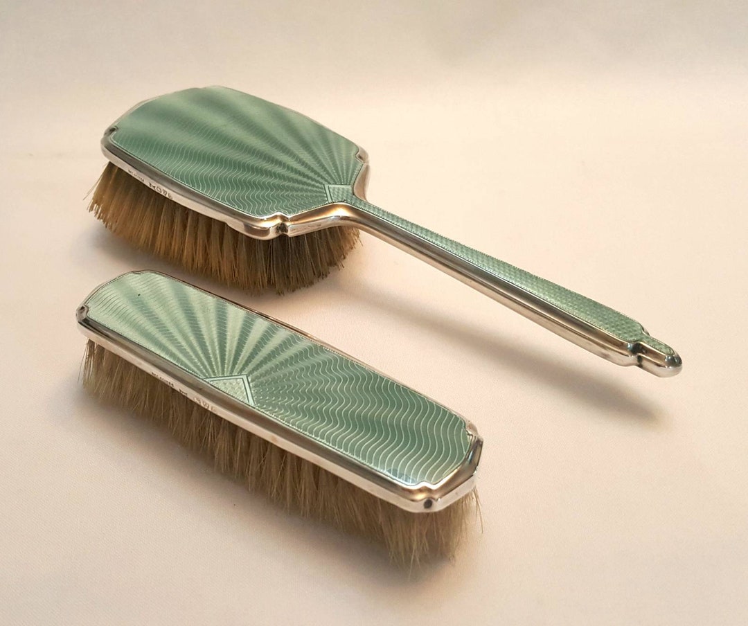 Art Deco Silver Brushes - a Pair of Sterling Silver and Guilloche ...