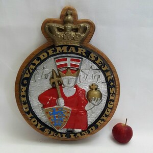 Vintage Danish Plaque - an Unusual Alloy or Aluminium Oak-mounted ...