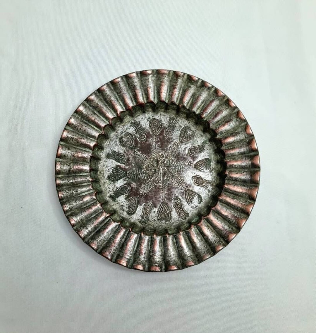 Antique Indian Plate a Small 7 Tinned or Silvered Copper Plate With ...