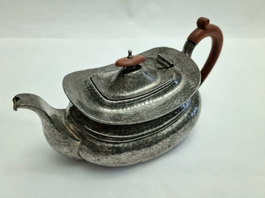Old Pewter Teapot - a 1930's Georgian Style Hammered Pewter Tea Pot by ...