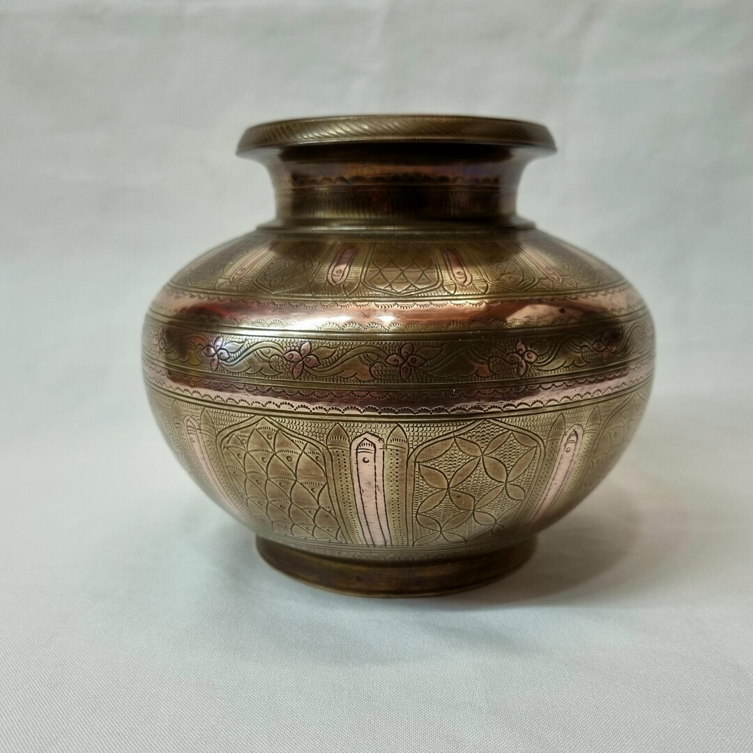 A Good Antique Indian Brass Lota With Contrasting Applied Copper ...