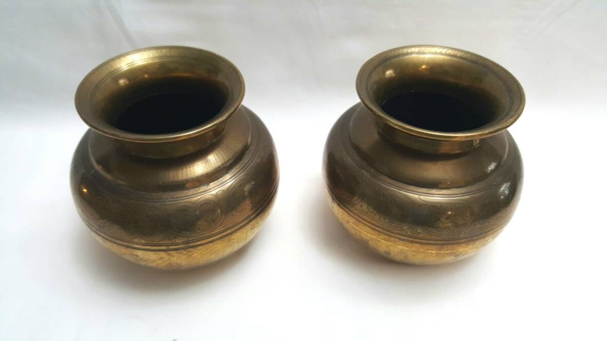 Indian Brass Lota Water Vessels a Good Pair of Hindu Puja - Etsy UK