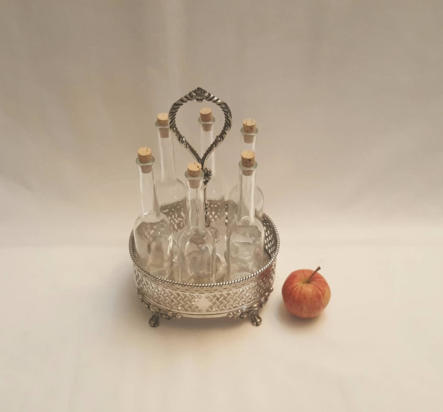 Antique silver plated cruet set with 6 modern bottles early | Etsy