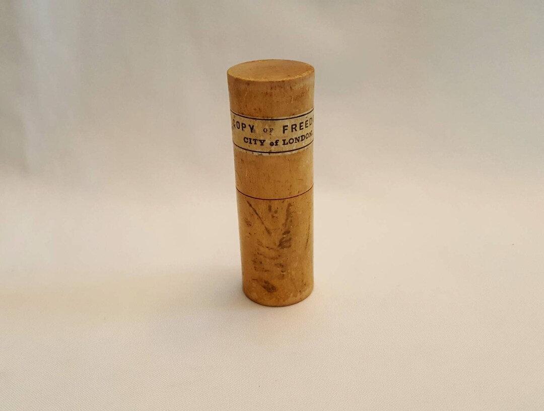 Antique London Scroll - a Victorian Treen Cased Copy of the Freedom of ...