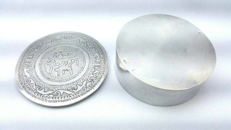 Antique Middle Eastern Silver Round Lidded Box Chased | Etsy