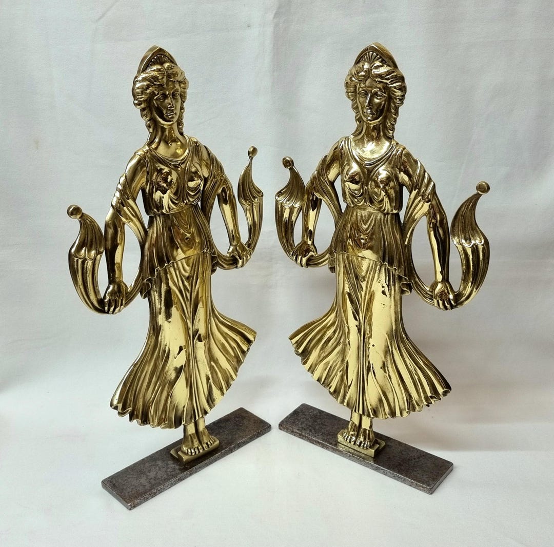 Antique Brass Figures - a Very Unusual and Imposing Pair of Large ...