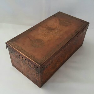 Antique Indian Copper Box an Unusual Large Rectangular Etched Copper ...
