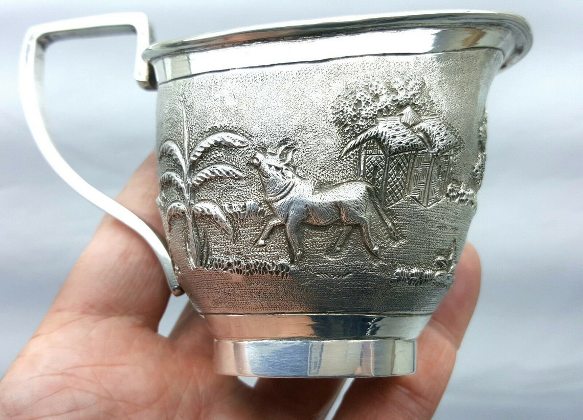 Antique Middle Eastern Silver Jug With Finely Worked Chased | Etsy