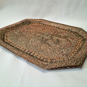 Antique Kashmiri Tray - an Attractive Octagonal Kashmiri Copper Tray ...