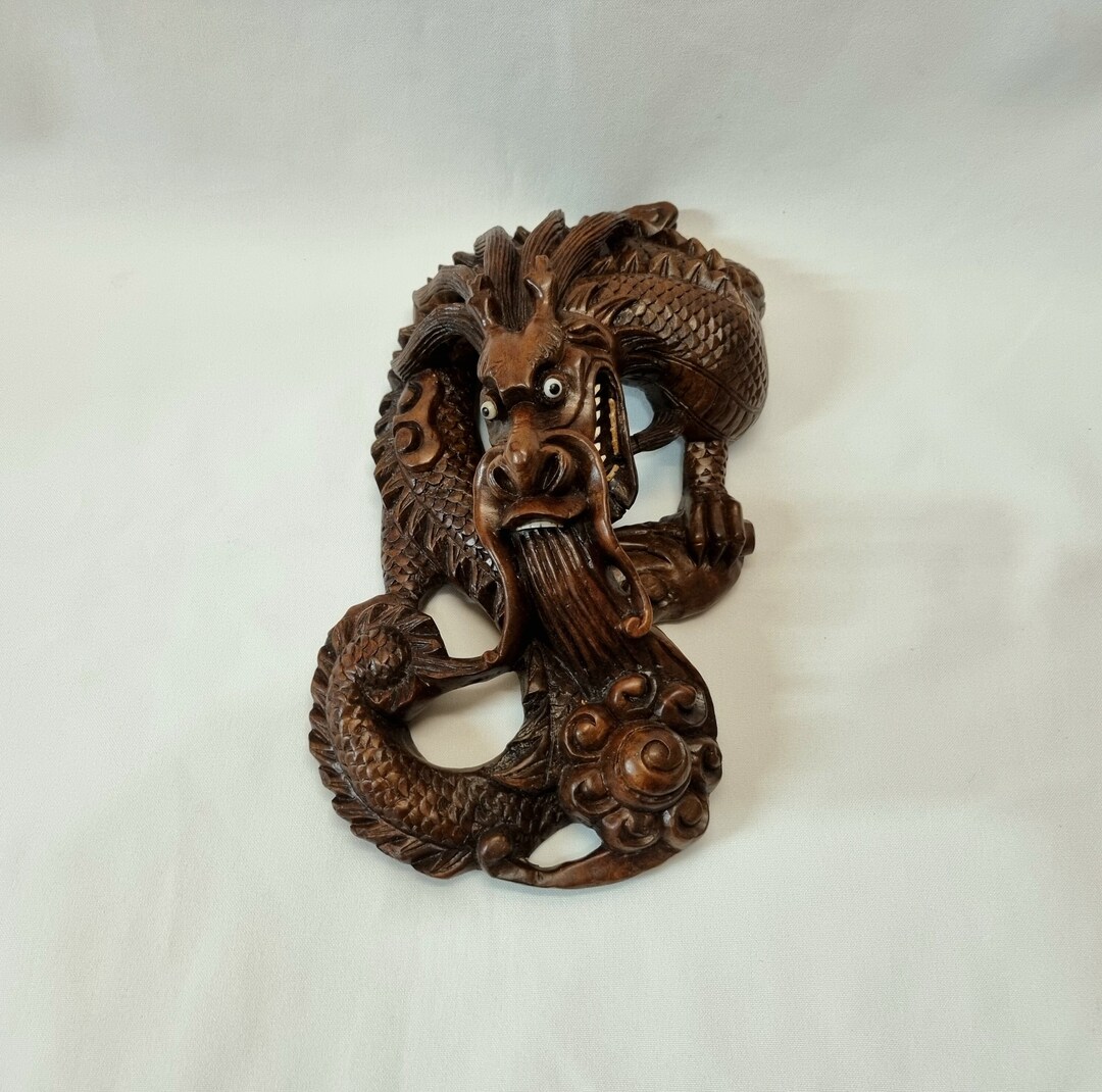 Antique Dragon Figurine - an Attractive Hand Carved Hardwood Chinese ...