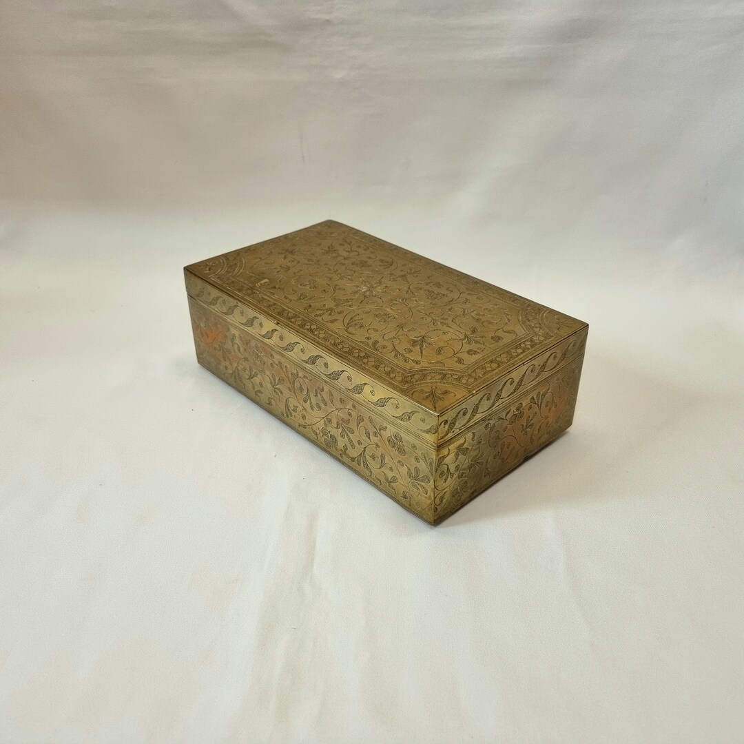 Antique Indian Box a Charming Rectangular Brass Box With Mildly Domed ...